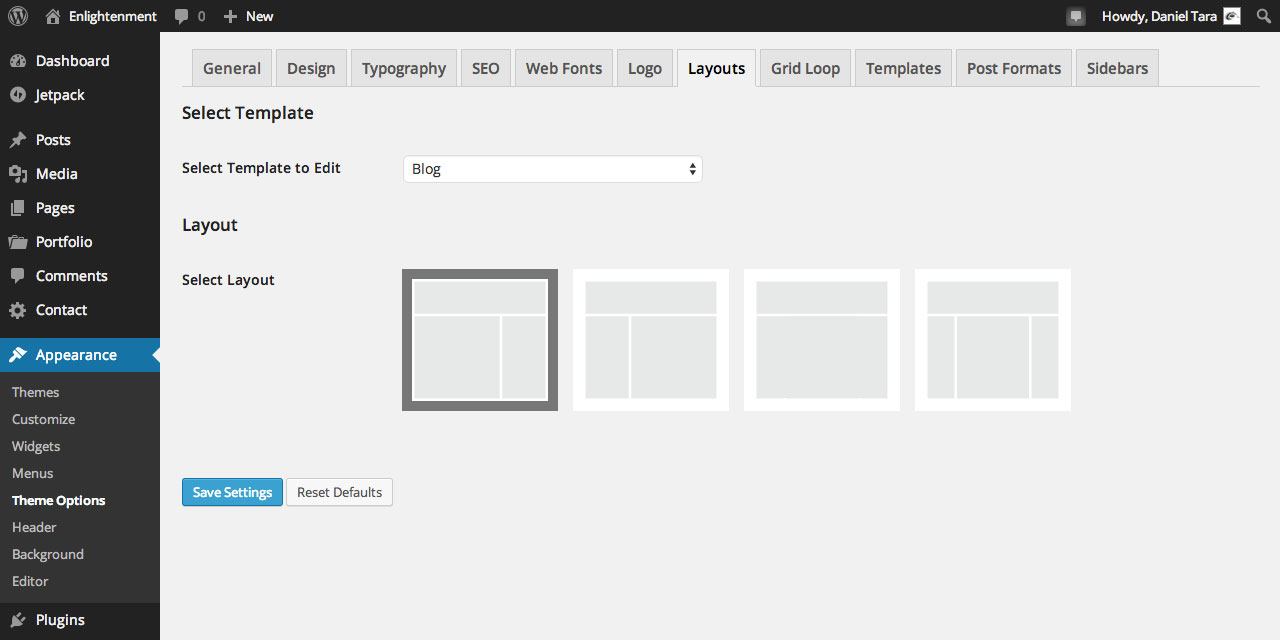 Enlightenment Documentation: Customize the Theme's Layout