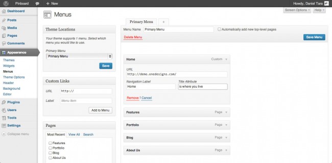 Pinboard Theme Documentation: Customizing the Header